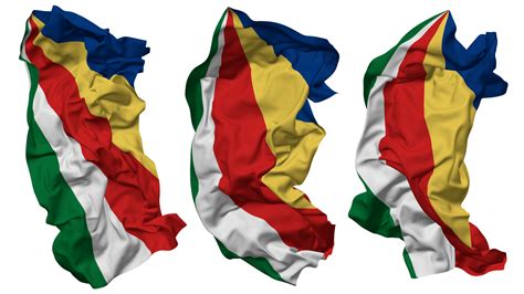 Seychelles Flag Waves Isolated In Different Styles With Bump Texture
