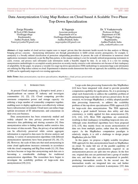 Data Anonymization Using Map Reduce On Cloud Based A Scalable Two Phase Top Down Specialization