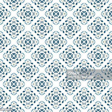 파란색 인디고 이음새가 없는 패턴 모로코 빈티지 장식품을 배경으로 직물 벽지 섬유 웹 사이트 가정 장식 식기 0명에 대한 스톡 벡터 아트 및 기타 이미지 Istock