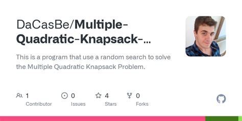 github dacasbe multiple quadratic knapsack problem using random search this is a program that