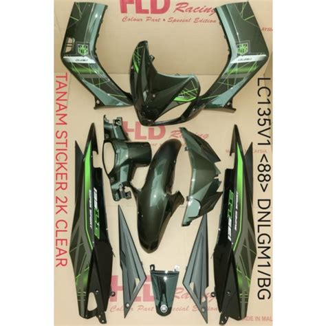 Lc135 V1 Yamaha Body Set Cover Set Tanam Sticker 2k Clear Hijau Lumut