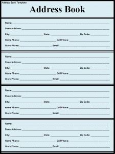 Address Book Template Free Word Templates