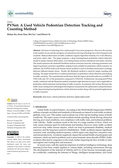 Pdf Pvnet A Used Vehicle Pedestrian Detection Tracking And Counting Method