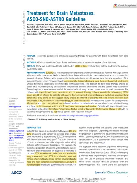Brain Metastasis Treatment Pdf Metastasis Cancer