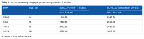 maximum memory usage per process using scenario b cluster download