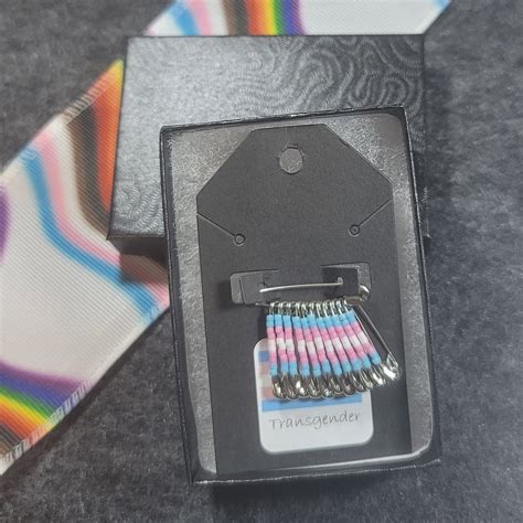 Transgender Trans Pride Flag Pin Opaque Beaded Safety Pin Jewelry Gay