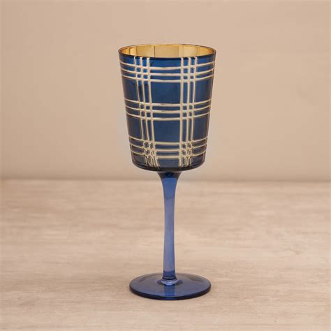 Blue And Gold Cut Glass Candle Holder Pure Home And Living