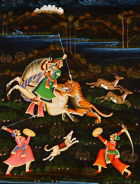 Hunting Scene Exotic India Art