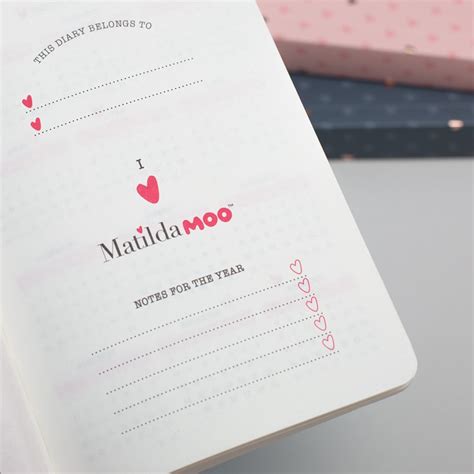 Stationery T Set 2025 Matilda Moo A6 Daily Diary And Notebook Pink