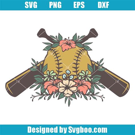 Floral Softball Svg Heart Softball Svg Softball Player Svg