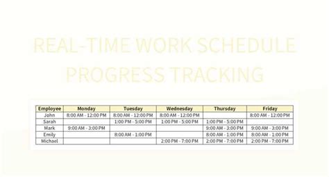 real time progress tracking for work schedules excel template free