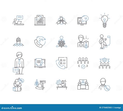 Workforce Methodology Line Icons Collection Optimization Efficiency