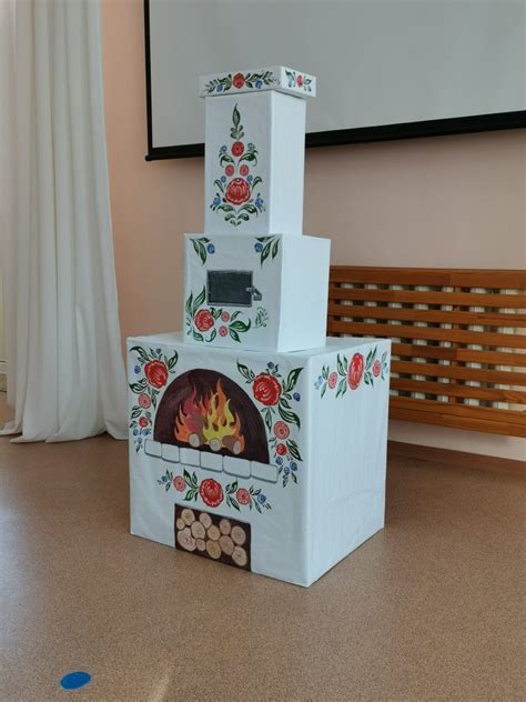 Русская печь с городецким узором