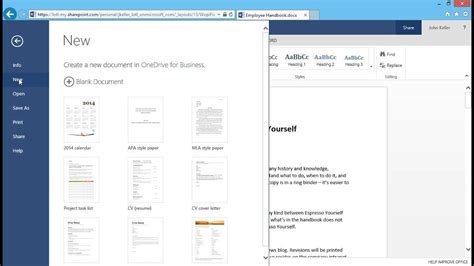 Office Online Word The File Tab Youtube