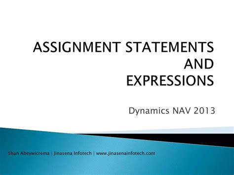 Assignment Statements And Ppt