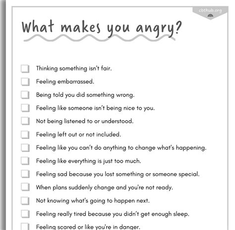 Anger Triggers Checklist Printable Printable Templates Hub