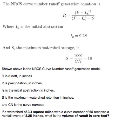 Solved The NRCS Curve Number Runoff Generation Equation Is Chegg