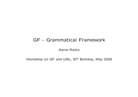 Pdf Grammatical Framework