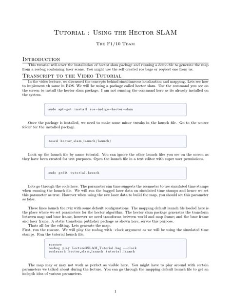 W3 T1 Using The Hector Slam Pdf Computer File Sudo