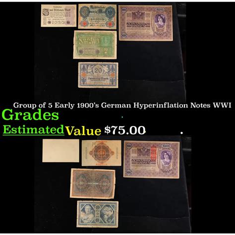 Group Of 5 Early 1900s German Hyperinflation Notes Wwi Property Room