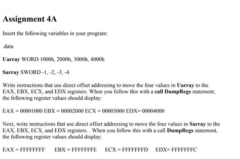 Solved Assignment 4a Insert The Following Variables In Your