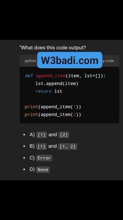 Python Quiz Mutable Default Argumentspythonfunctions Defaultarguments Advancedpython Ai