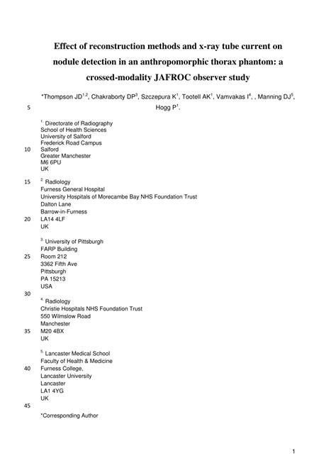 Pdf Effect Of Reconstruction Methods And X Ray Tube Currenttime Product On Nodule Detection