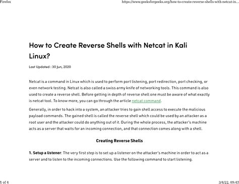 Solution How To Create Reverse Shells With Netcat In Kali Linux