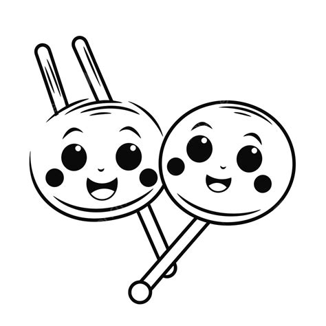 드럼 스틱 윤곽선 스케치 드로잉이 있는 두 개의 귀여운 만화 얼굴 벡터 나지만 그리기 나지만 개요 나지만 스케치 Png 일러스트 및 벡터 에 대한 무료 다운로드