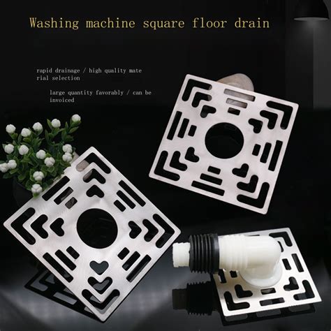 ฝาครอบท่อระบายน้ํา สเตนเลส 304 ทรงสี่เหลี่ยม ป้องกันหัว สําหรับเครื่องซักผ้า ห้องน้ํา Shopee