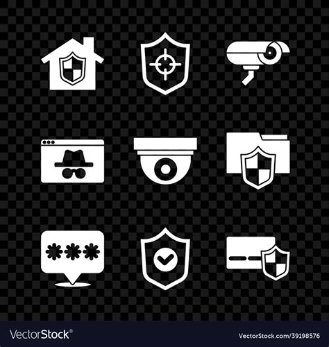 Set House Under Protection Shield Security Vector Image