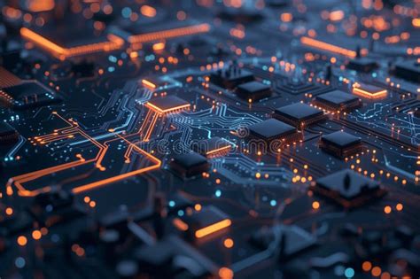Close Up Of Illuminated Circuitry Stock Image Image Of Abstract