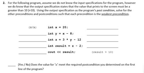 Solved For The Following Program Assume We Do Not Know The
