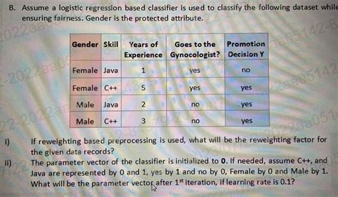Solved B Assume A Logistic Regression Based Classifier Is Chegg