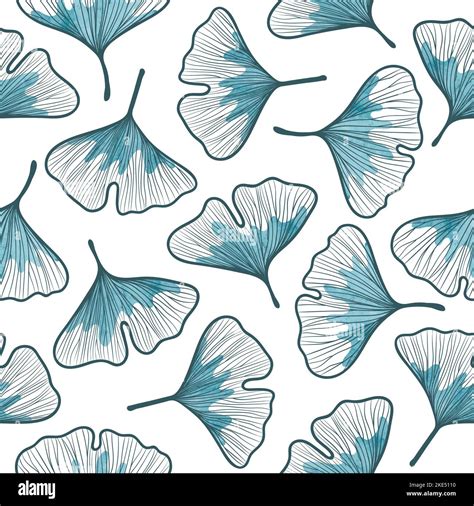 Seamless Hand Drawn Ginkgo Biloba Leaf Pattern Stock Vector Image And Art Alamy