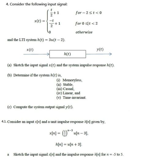Solved Consider The Following Input Signal For St