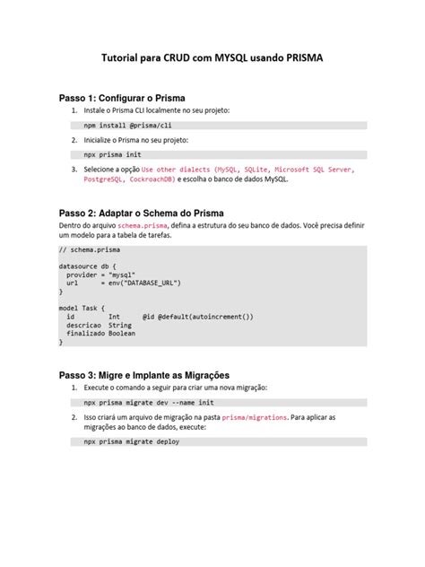 Tutorial Prisma E Mysql Pdf Programas Informática