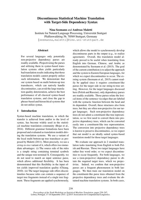 Pdf Discontinuous Statistical Machine Translation With Target Side