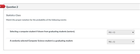 Statistics Class Match The Proper Notation For The