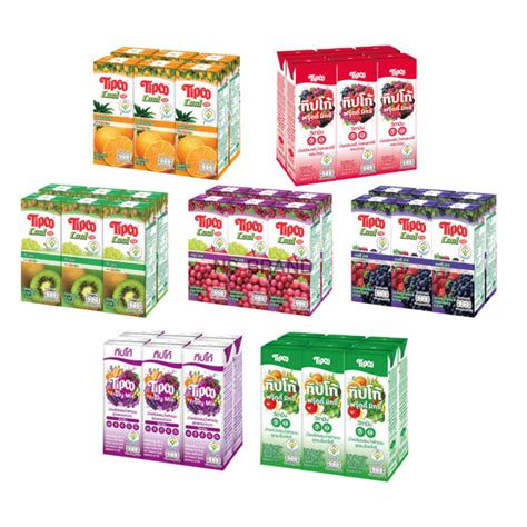 Tipco ทิปโก้ น้ำผลไม้ ขนาด 225 มล และ 200 มล แพ็ค 6 กล่อง มีให้เลือก 7 รสชาติ Th