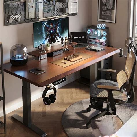 Solid Wood Electric Height Adjustable Desk Computer Table Walnut Gaming Table At Rs 1070 32