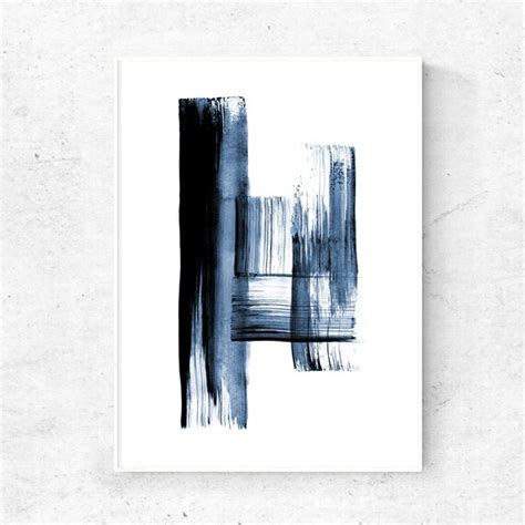 Navy Blue Abstract Painting Digital Download Art Printable Etsy