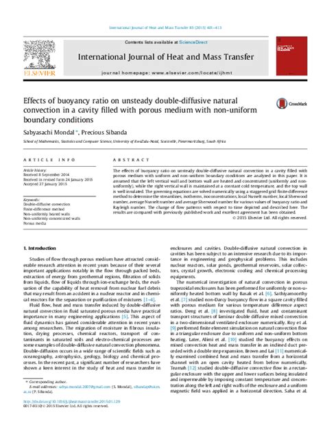 Pdf Effects Of Buoyancy Ratio On Unsteady Double Diffusive Natural