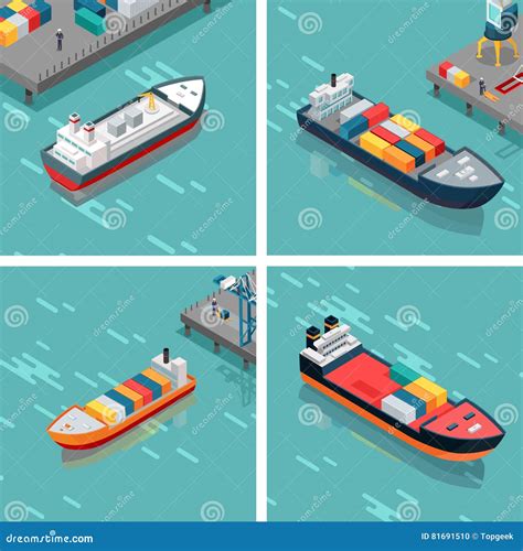 Cargo Container Vessels Feeder Ship Stock Illustrations 3 Cargo