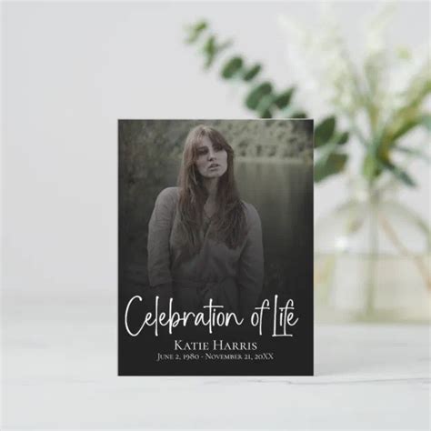 Modern Funeral Script Celebration Of Life Postcard Zazzle
