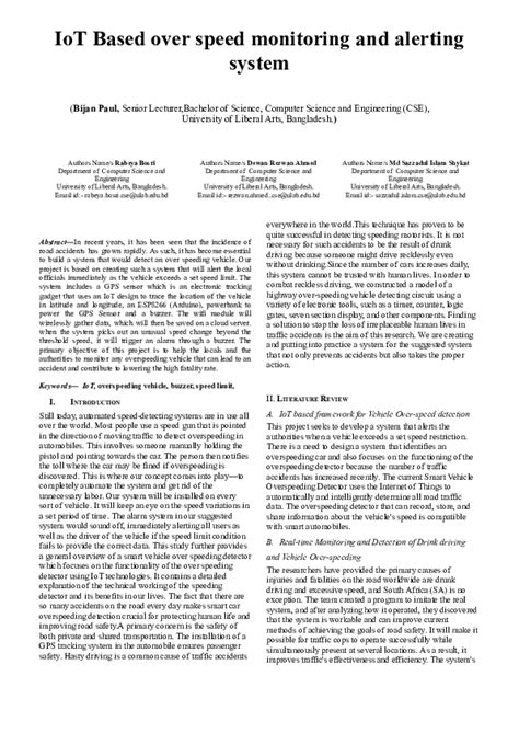 pdf iot based over speed monitoring and alerting system