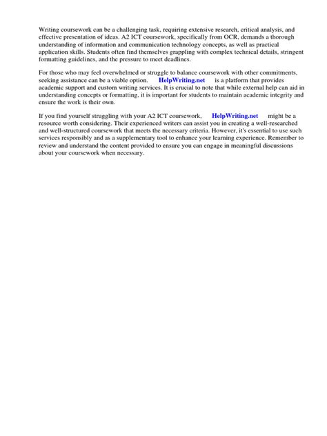 A2 Ict Coursework Examples Ocr Pdf Educational Technology Internet