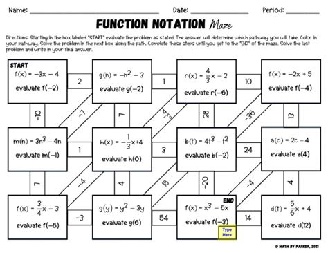 Function Notation Maze Digital Maze Mbp Pdf