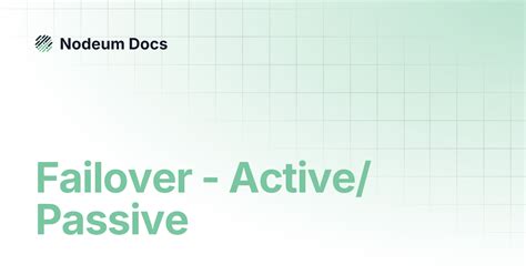 Failover Active Passive Nodeum Docs