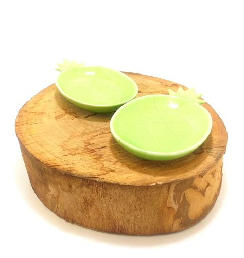Retro Set Of 2 Green Pineapple Snack Bowls Affordable Preloved Goodies
